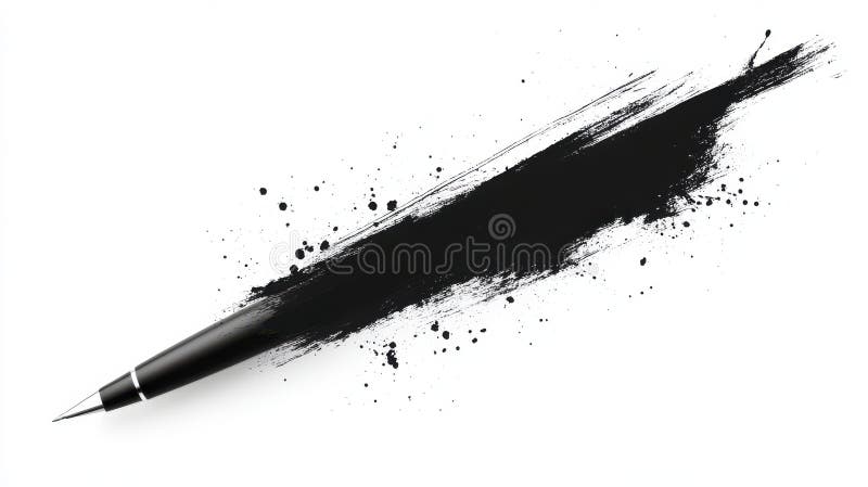 Black Pen Ink Splash on White Background Stock Illustration ...