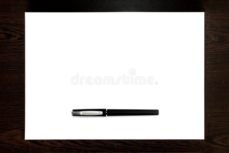 Black Pen Isolated on a White Paper Sheet, Stock Image - Image of ...