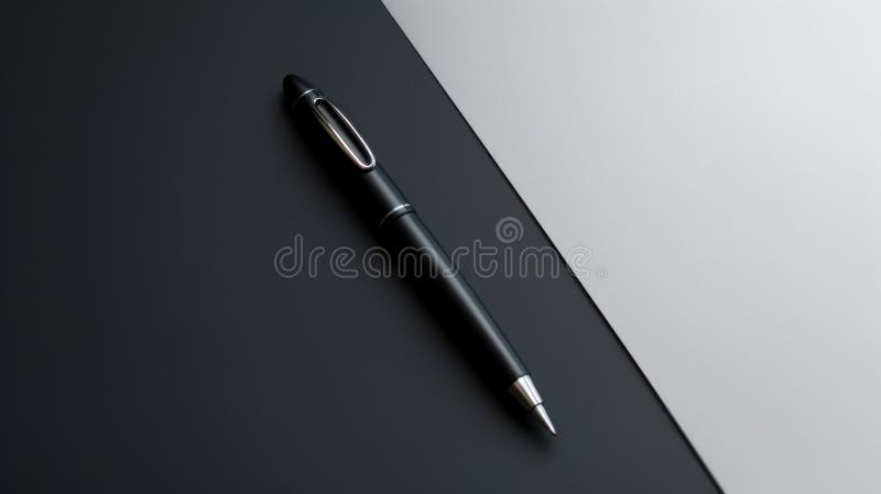 A Black Pen Laying on a Table with the Tip Pointing Up, AI Stock ...