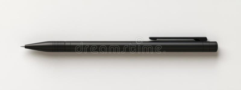 Black Pen Lying Down on White Background, Minimalist Stationary Stock ...