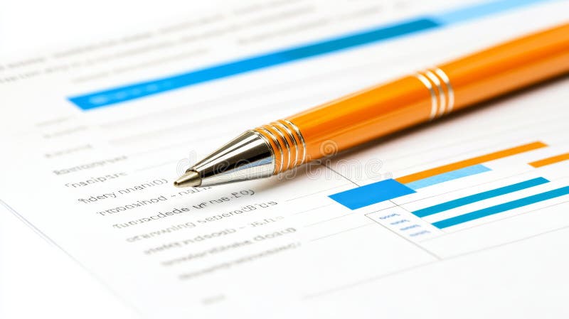 Pen on Paper with Bar Chart, Visual Representation of Data Analysis and ...