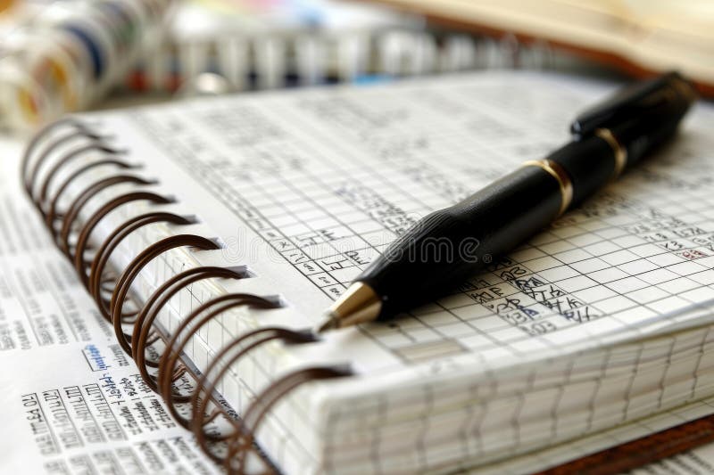 Close-up of Spiral Notebook with Pen and Handwritten Notes Stock ...