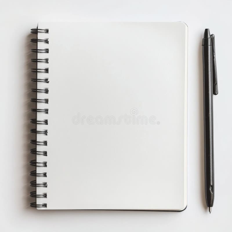 A Black Pen Sits on Top of a Spiral Bound Notebook Stock Illustration ...