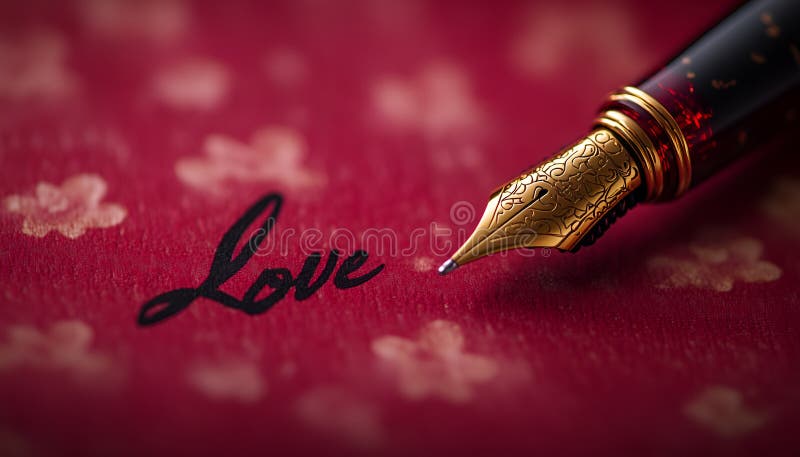 Black Pen on Textured Red Paper with Handwritten Love Message in ...