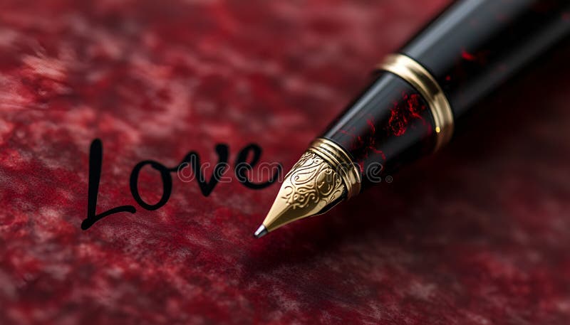 Black Pen on Textured Red Paper with Handwritten Love Message in ...