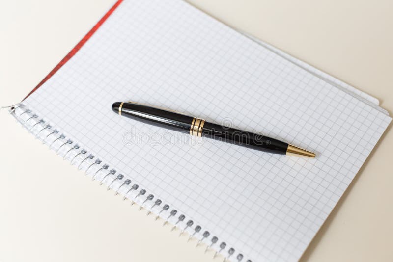 Black Pen with White Pad or Notepad Stock Image - Image of stack, desk ...