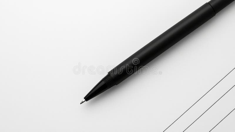 Black Pen on White Paper stock illustration. Illustration of black ...
