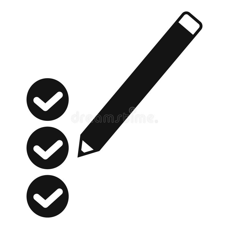 Black Pencil Checking Off Boxes on Checklist Icon Stock Illustration ...