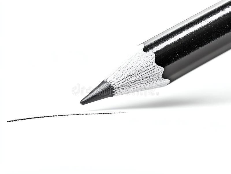 Black Pencil Drawing a Line on White Background Stock Image - Image of ...