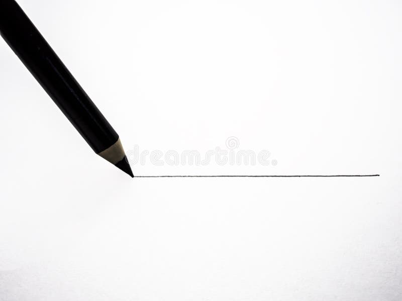 A Black Pencil Draws a Line on a White Piece of Paper Stock Photo ...