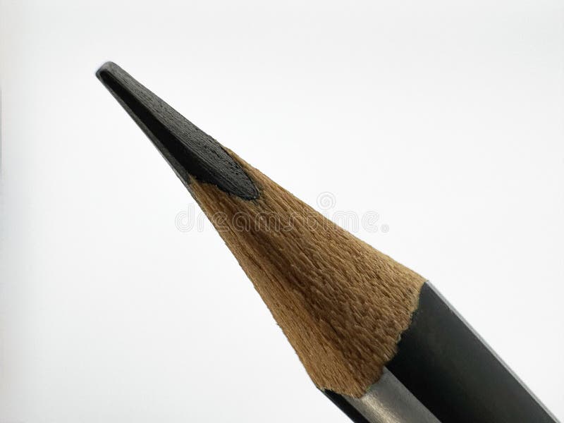 Black Pencil with Grey Stripes at Close Range on White Background Macro ...
