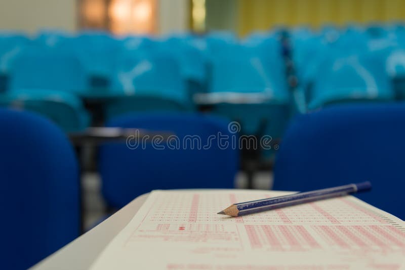 Black Pencil Put on Optical Mark Recognition Sheet in Examination Room ...
