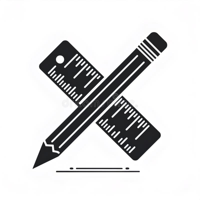 Black Pencil and Ruler Crossed are Forming a Logo Representing ...