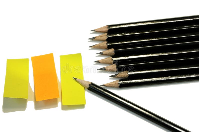 A Bunch of Sketching Pencils and Three Sticky Notes in Yellow and ...