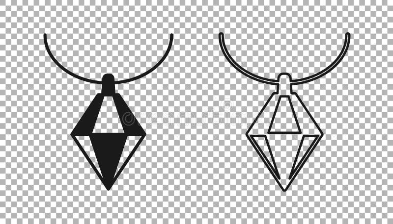 Black Pendant on Necklace Icon Isolated on Transparent Background ...