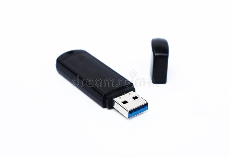 Black Pendrive Isolated on White Background. USB Flash Drive Key ...