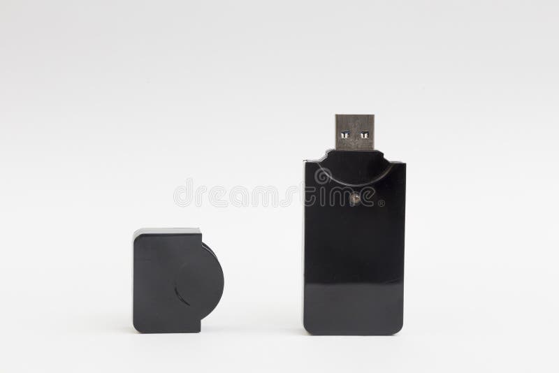 Black Pendrive on White Background. USB Flash Drive Key Stock Image ...