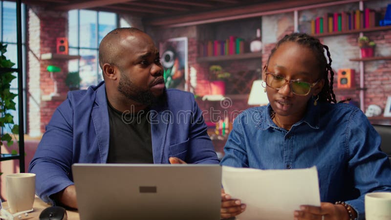 Black People Both Working from Home at Their Designated Office Stock ...