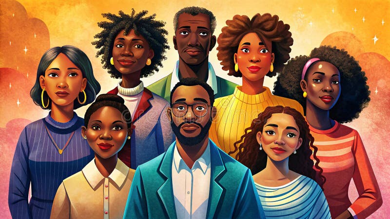 Black People Team Illustration Stock Illustration - Illustration of ...