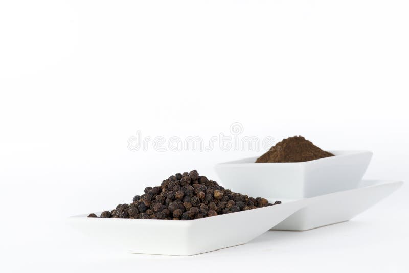 Black Pepper Grain and Powder Stock Image - Image of black, herb: 25764973