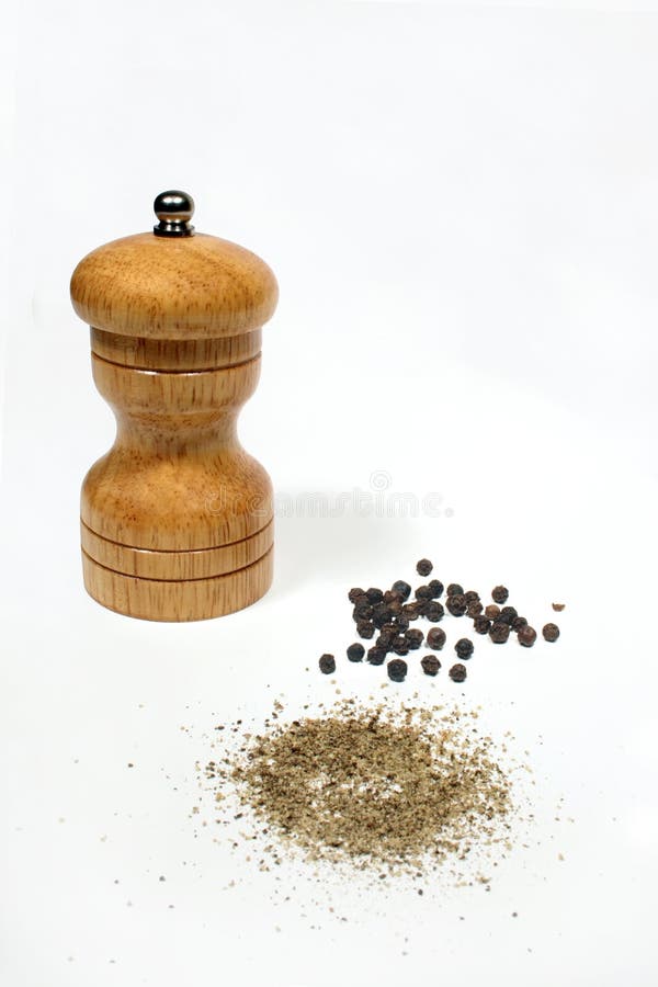 Black pepper and mill stock image. Image of peppercorn - 3996047