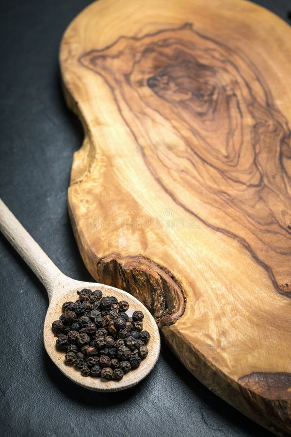 Black Pepper on Rustic Wooden Table Stock Photo - Image of oriental ...