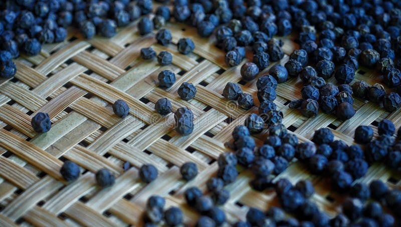 Black Pepper in a Traditional Bamboo Sieve Stock Photo - Image of ...