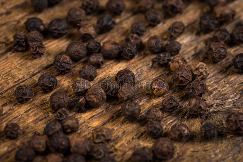 Black Pepper on Wooden Table Stock Photo - Image of structure ...