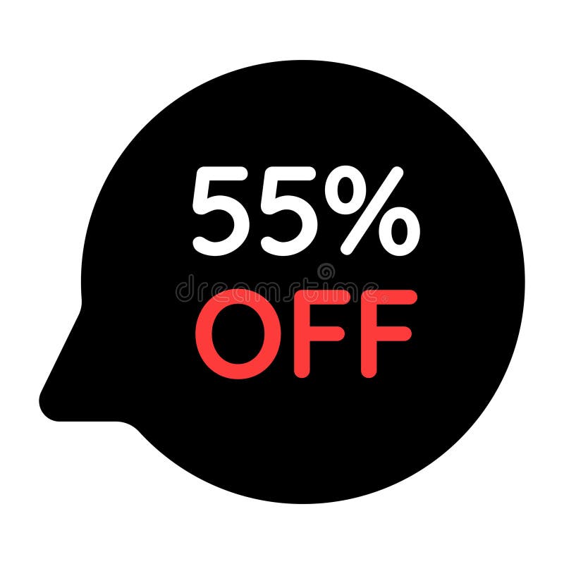 Black 55 Percent Discount Tag on White Background Stock Vector ...