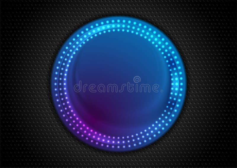 Black Perforated Background with Blue Purple Glowing Neon Circle Frame ...
