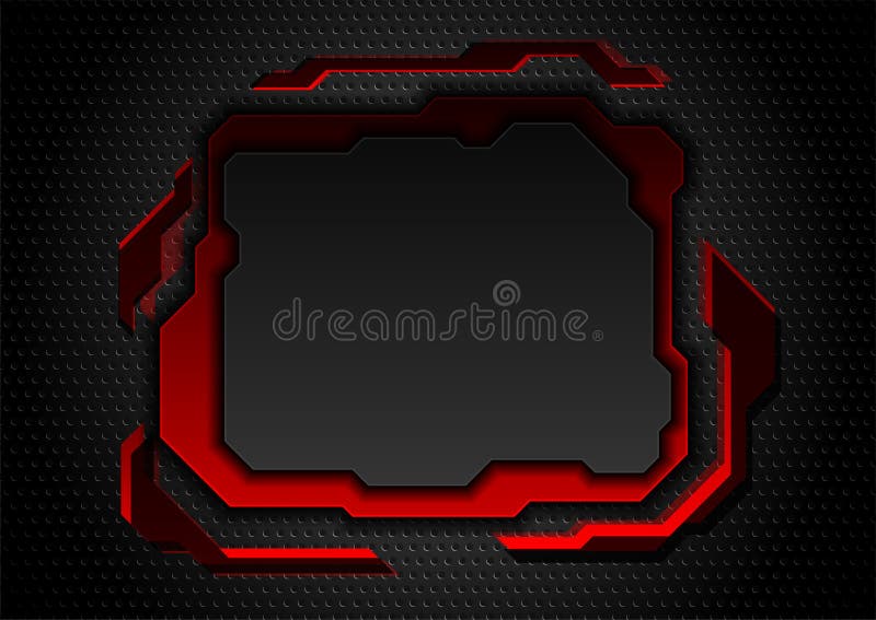 Black Perforated Metal Background with Red Tech Frame Stock ...