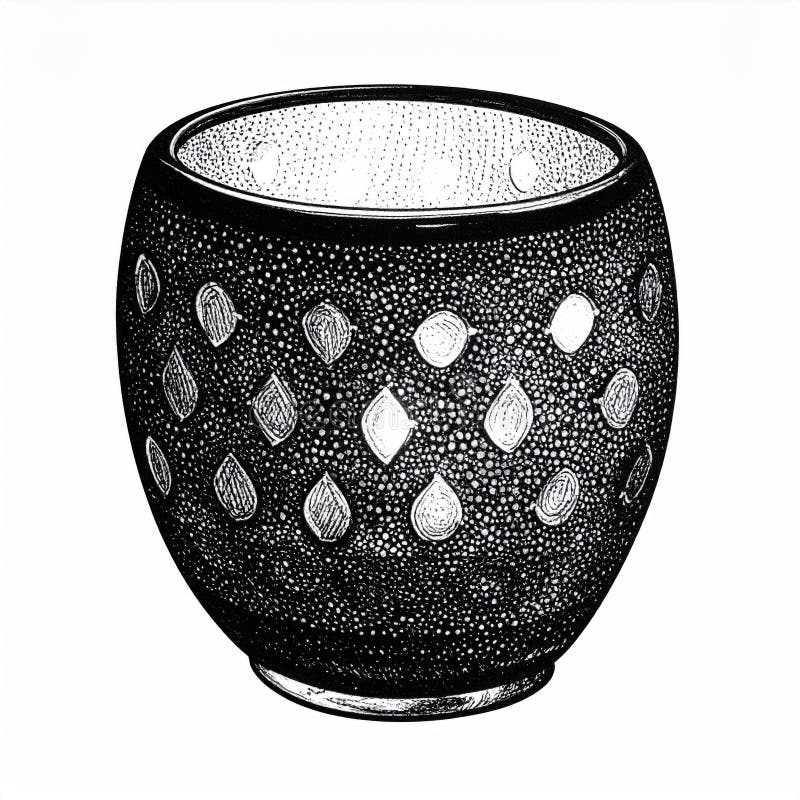 Black Perforated Pot with Dot Pattern Stock Illustration - Illustration ...