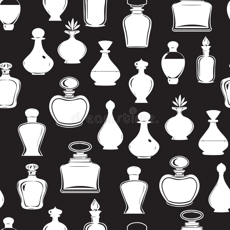 Black Perfume Bottles Pattern Vector Stock Illustration - Illustration ...
