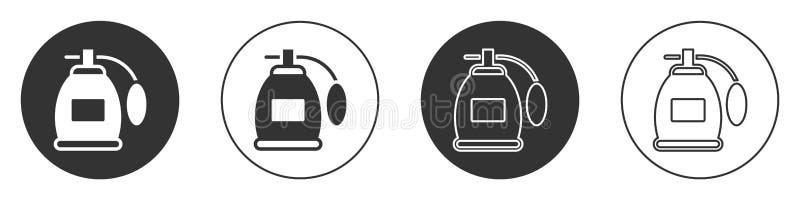Black Perfume Icon Isolated on White Background. Circle Button Stock ...