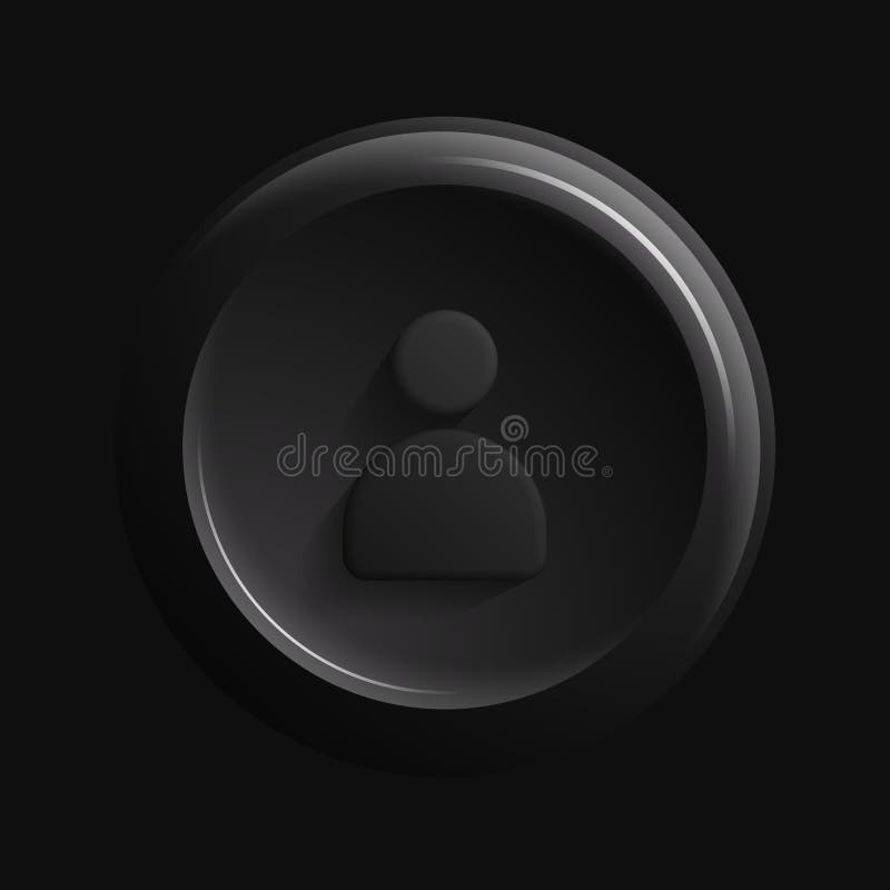 Black Person Profile Icon. Round 3D UI Button Stock Vector ...