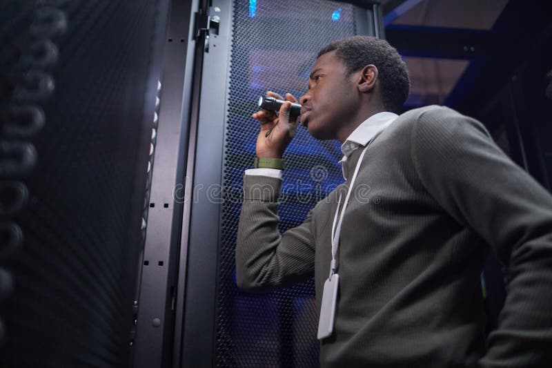 Analyzing Data Center Equipment in Secure Facility Stock Photo - Image ...