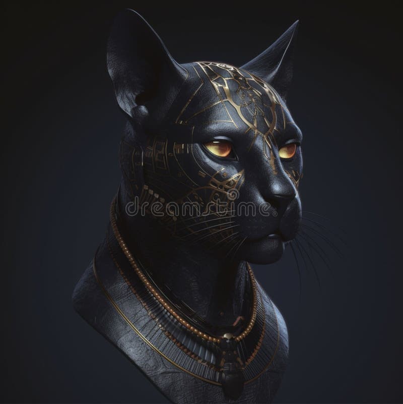 Black pharaonic cat stock illustration. Illustration of black - 279085235