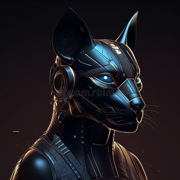 Black pharaonic cat stock illustration. Illustration of egyptian ...