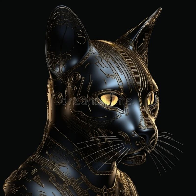 Black pharaonic cat stock illustration. Illustration of pharaoh - 279085255