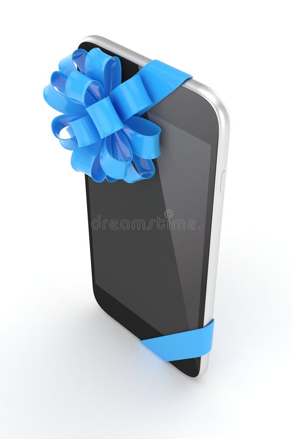 Black Phone with Bow. 3D Rendering. Stock Illustration - Illustration ...