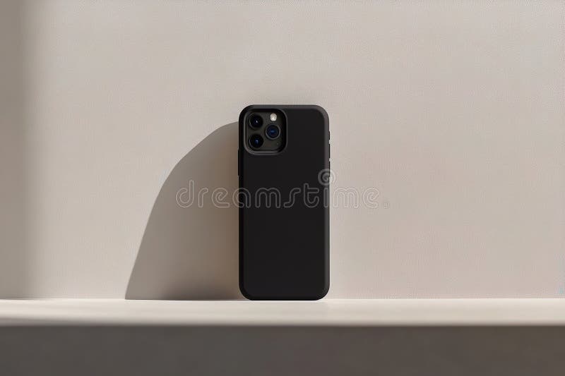 Black Phone Case Placed on a Neutral Surface with Soft Lighting and ...