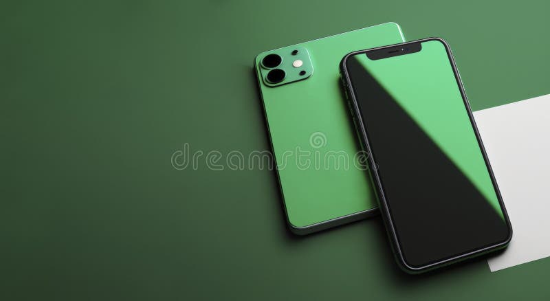Black Phone on Green with Green Screen, Mockup. Generative AI Stock ...
