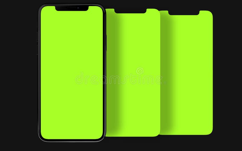 Black Phone with UI Screens Mockup Top View Stock Photo - Image of ...