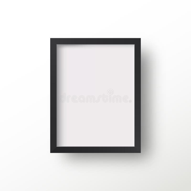 Black Photo Frame Template with Shadow, Blank Rectangular Vertical ...