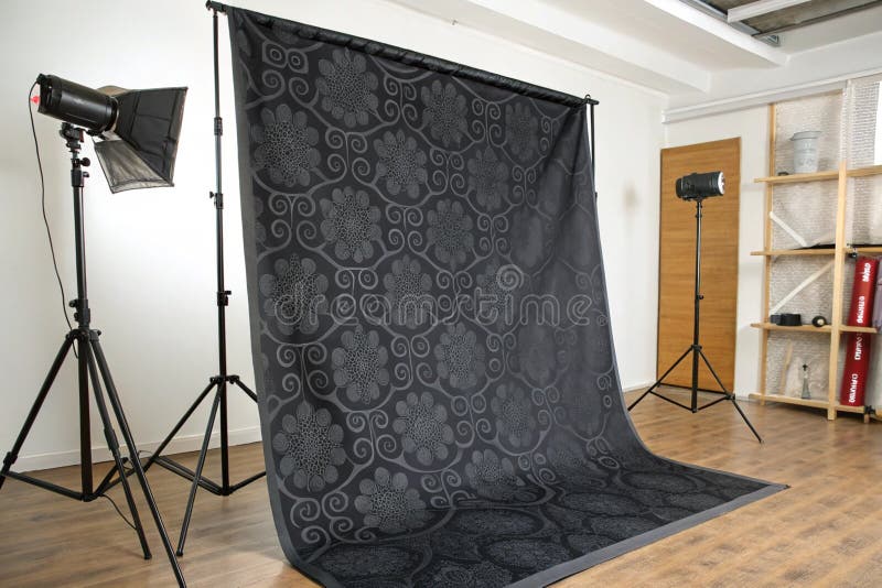 Black Photo Studio Backdrop Cloth Stock Illustration - Illustration of ...