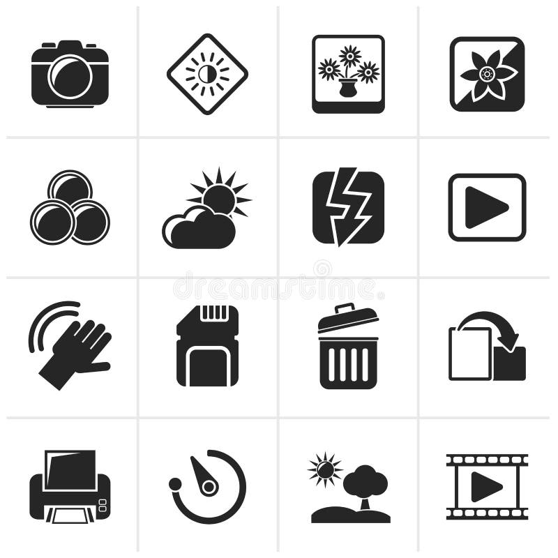 Photography and Camera Function Icons Stock Vector - Illustration of ...