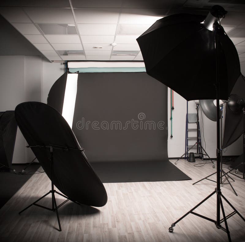 Black Photophone in an Empty Modern Photo Studio. Stock Image - Image ...