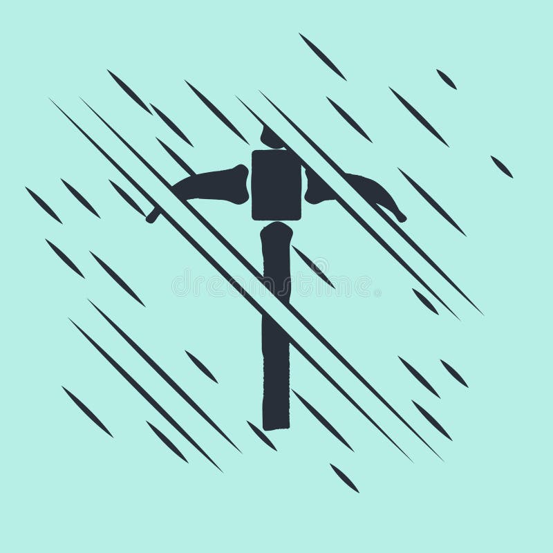 Black Pickaxe Icon Isolated on Green Background. Glitch Style Stock ...