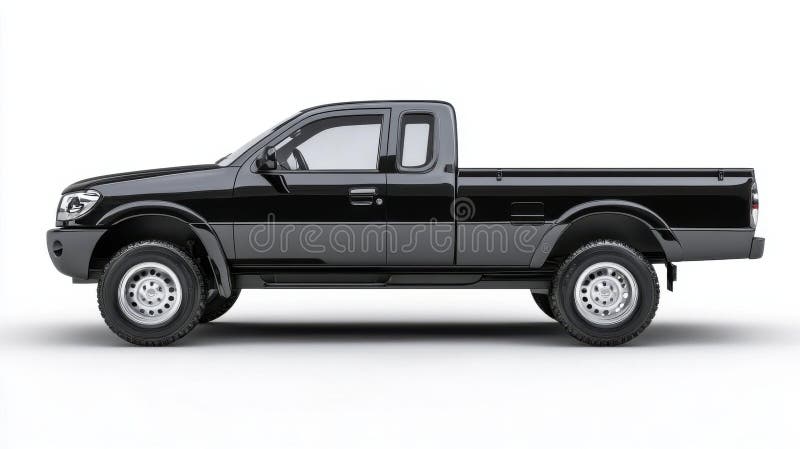 Black Pickup Truck Render on Clean Background, with Automobile Design Stock Illustration ...
