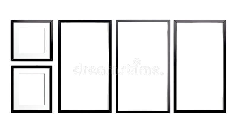 Black Picture Frames with White Matting on Transparent Background Stock ...